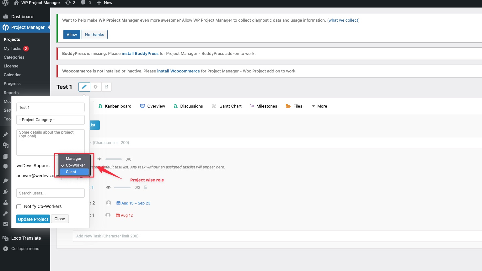 How To Configure Permission Settings In Wp Project Manager Wedevs
