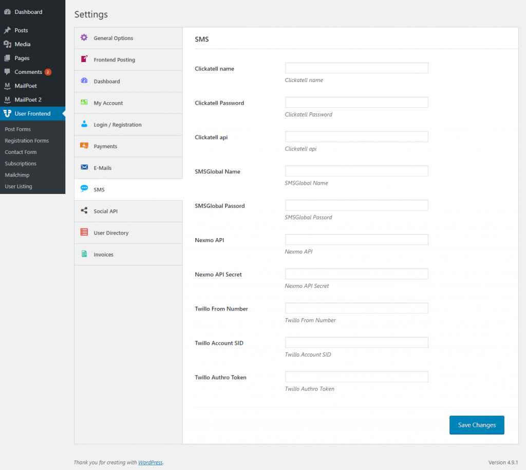 SMS Notification - weDevs