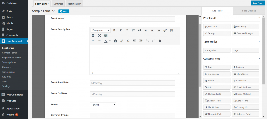 How To Create Events Using Wp User Frontend Pro Wedevs