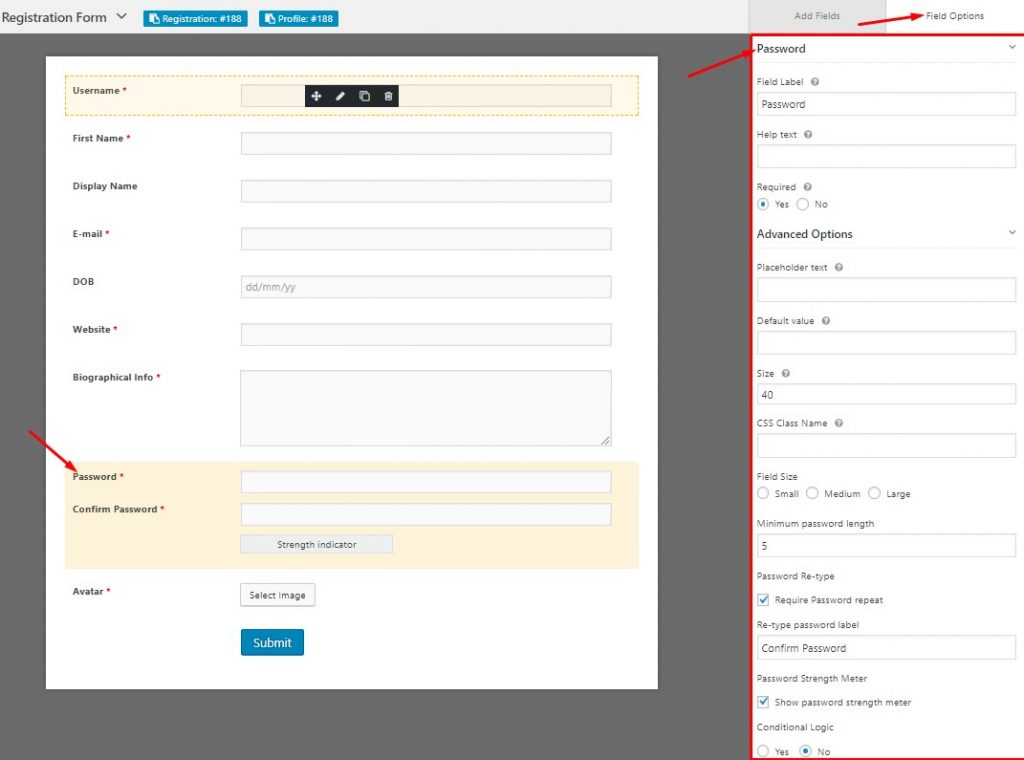 Available User Field Elements - weDevs