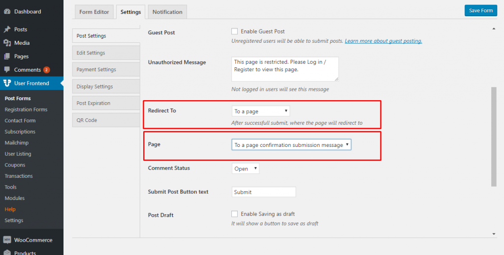 How To Set Up Submission Confirmation Message - weDevs