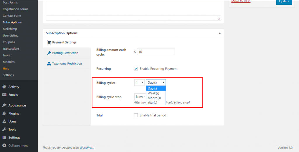 Setting Up Recurring Payment for the WP User Frontend - weDevs