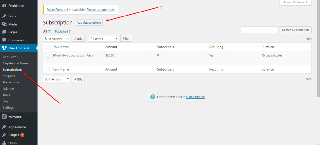 Create Invoices for Website Subscription Packs Using WP User Frontend ...
