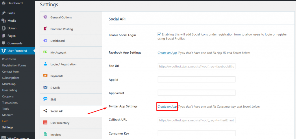 Configuring Twitter - weDevs