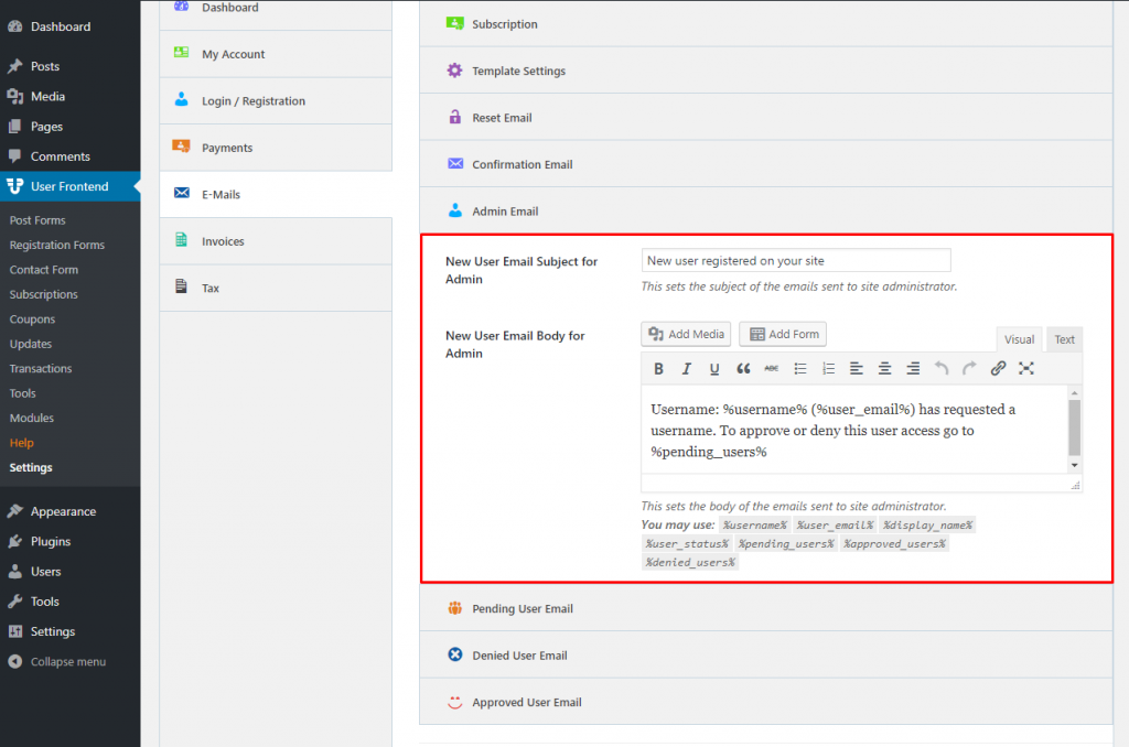 WP User Frontend Automated Emails And How To Customize Them - weDevs