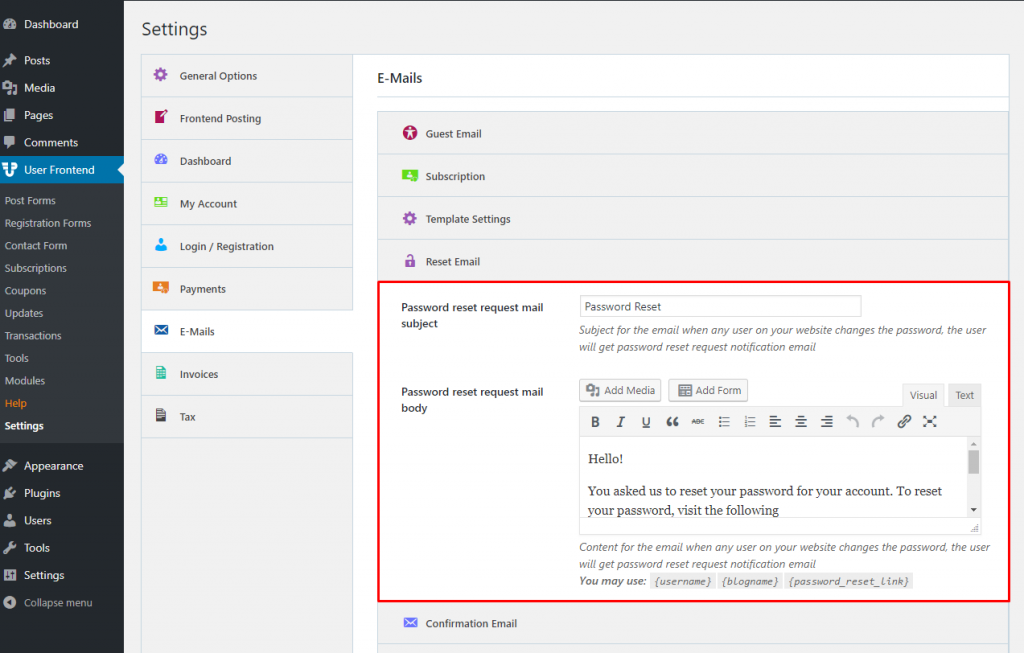 WP User Frontend Automated Emails And How To Customize Them - weDevs