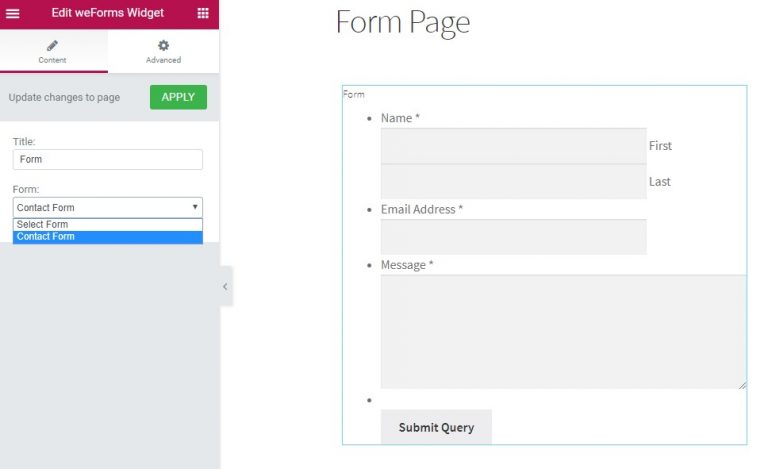 How To Easily Add weForms Widget Using Elementor - weDevs