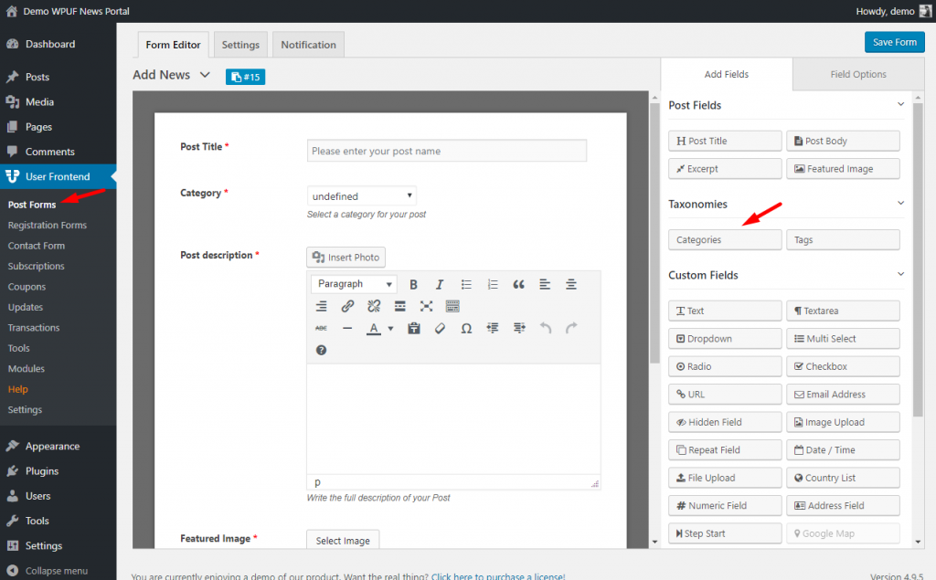 Create A WordPress News Site Using WP User Frontend For Free - weDevs