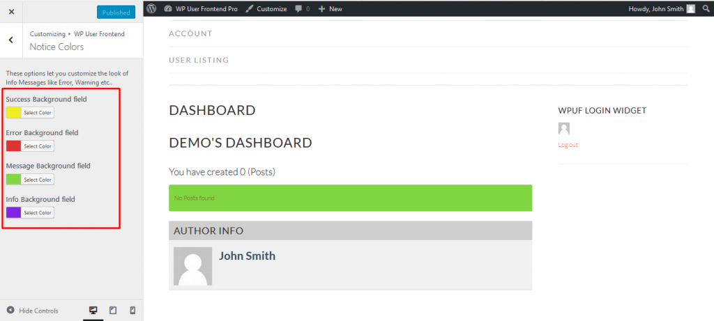 How to use WPUF Customizer - weDevs