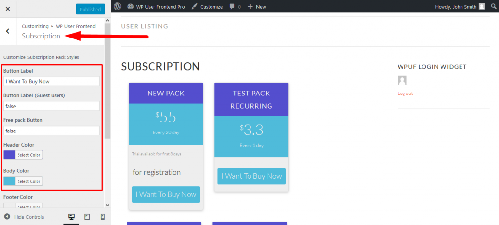How to use WPUF Customizer - weDevs