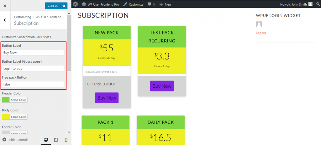 How to use WPUF Customizer - weDevs