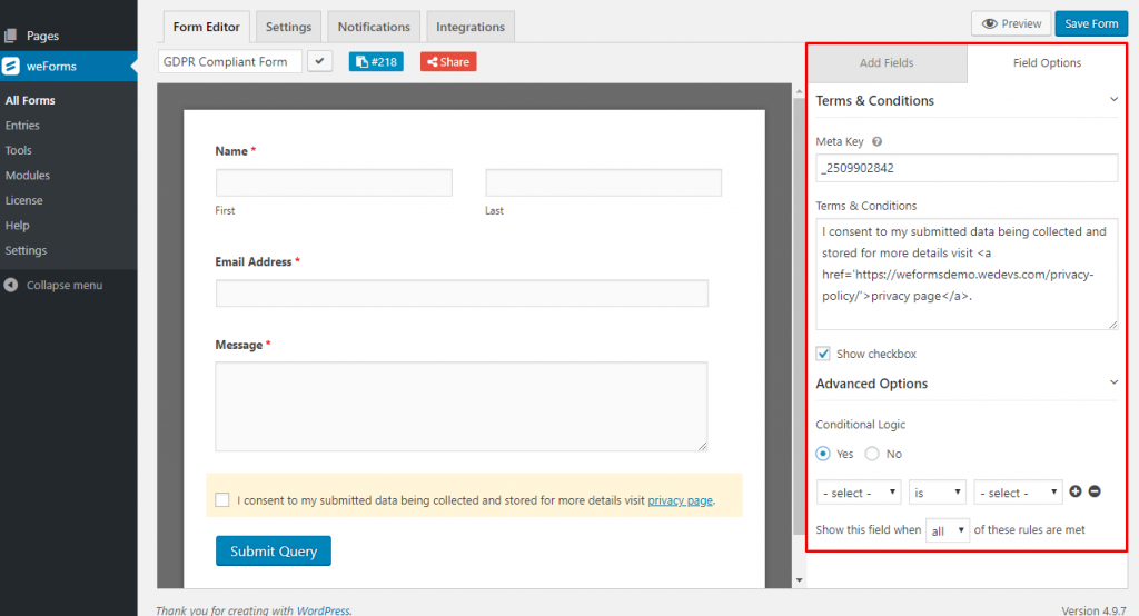 How to Create GDPR Consent Form In WordPress - weDevs