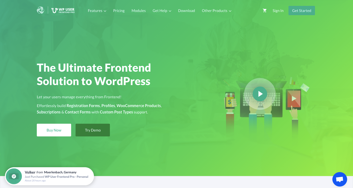WP User Frontend Year in Review 2020 - weDevs