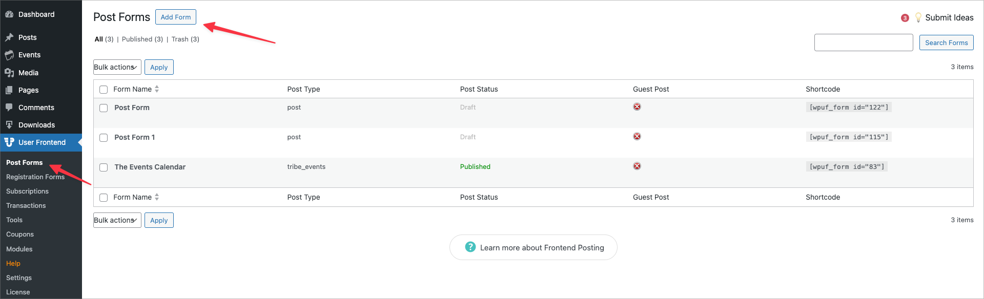 Setting Up Required Pages of WP User Frontend - weDevs